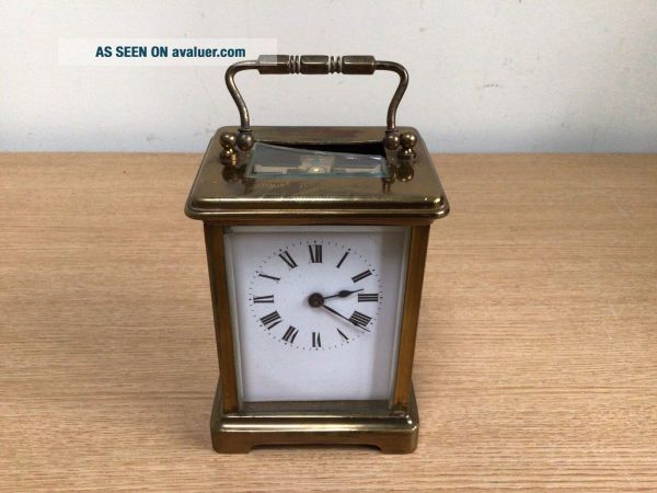 VINTAGE FRENCH BRASS GLASS CARRIAGE CLOCK WITH KEY ORDER | #45993355