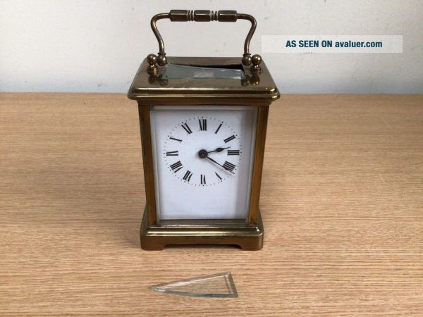 VINTAGE FRENCH BRASS GLASS CARRIAGE CLOCK WITH KEY ORDER | #45993355