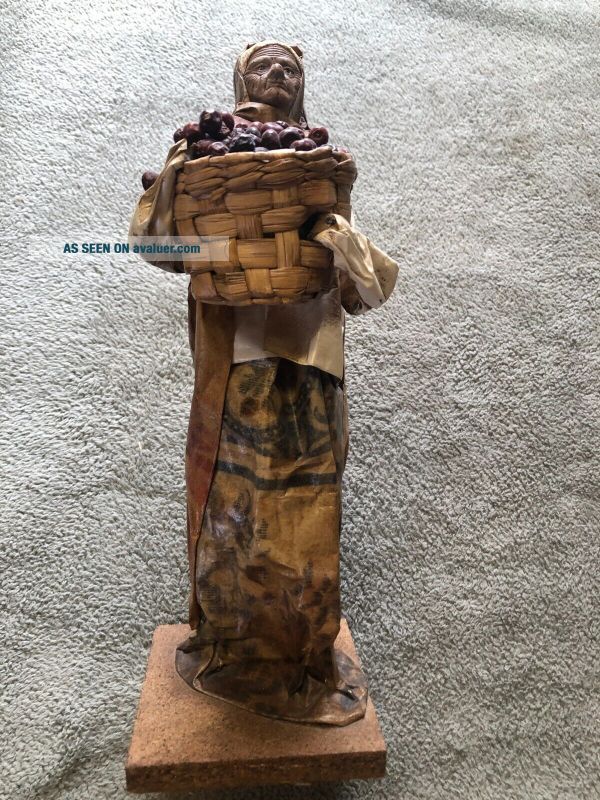 Set Of 2 Vintage Mexican Paper Mache Folk Art Figurines Old Women With ...