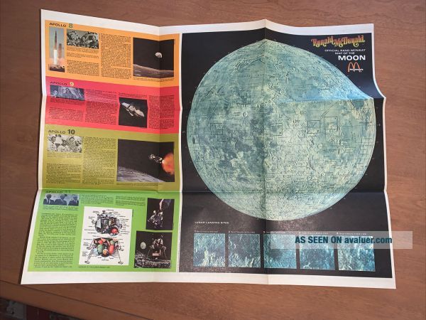 Vintage 1969 Ronald McDonald Official Rand McNally Map Of The Moon ...
