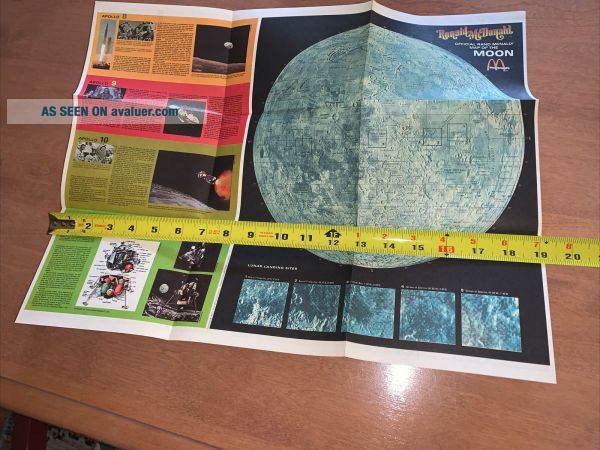 Vintage 1969 Ronald McDonald Official Rand McNally Map Of The Moon ...