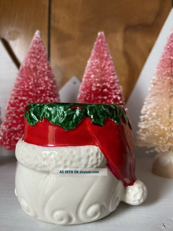 VINTAGE Santa Claus Candy Cane Pipe Candle Holder Colonial Candle Japan ...