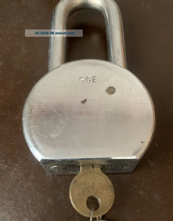 Vintage American Lock Company Large Padlock With Key USA Hardened ...
