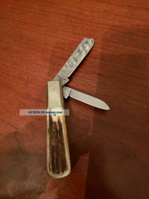 Vintage Pocket Knife Elk Horn Taylor Cutlery Stag Handle NO CASE JOHN ...