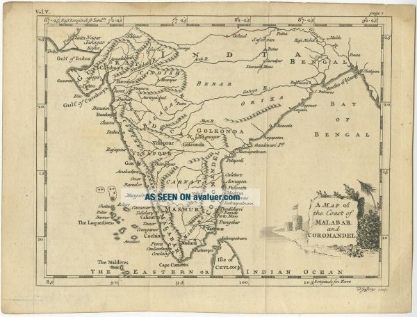 Antique Map Of Southern India By Jefferys (1766) | #46149299