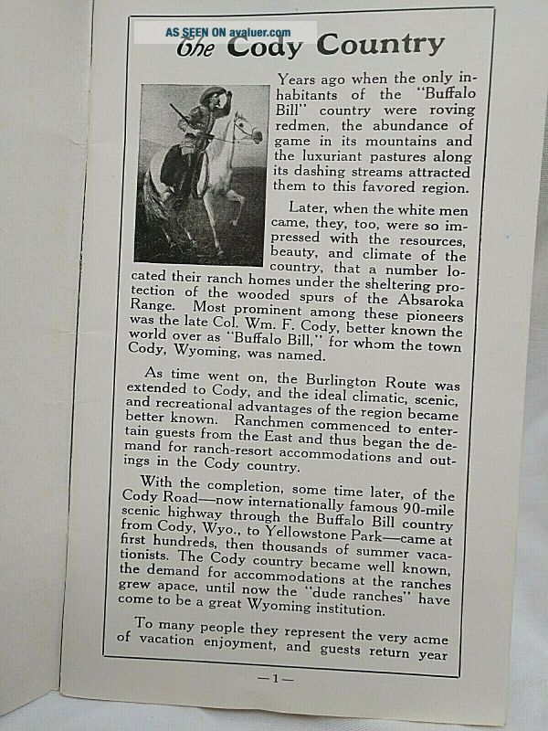 1925 Burlington Route RR Ranch Life In Buffalo Bill Country Dude Ranch ...