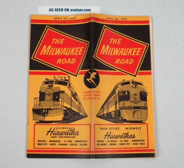 Vintage Railroad Timetable 1952 The Milwaukee Road Hiawatha Olympian ...