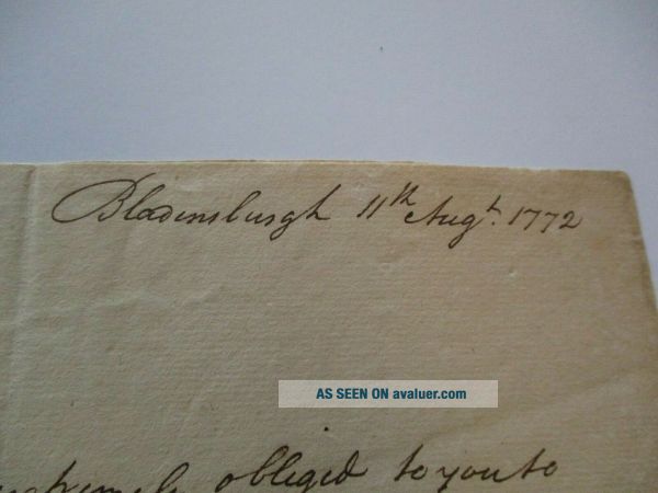 ANTIQUE AMERICAN DOCUMENT SIGNED AUTOGRAPH 18TH CENTURY 1772 DANE ...