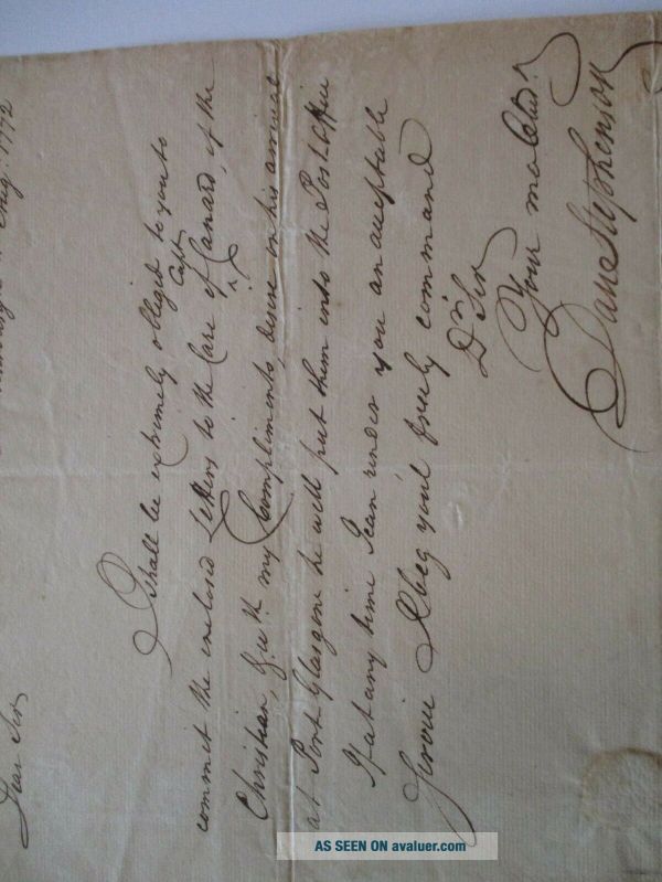 ANTIQUE AMERICAN DOCUMENT SIGNED AUTOGRAPH 18TH CENTURY 1772 DANE ...