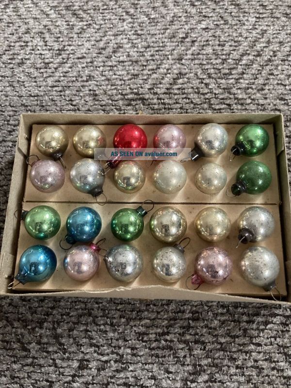 24 Vintage Glass Miniature Christmas Tree Ornaments Shiny Bright ...