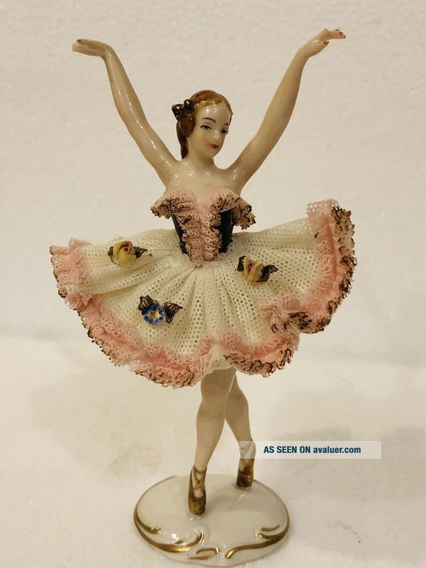 Vintage 5 " Dresden Lace Alkor Porcelain German Ballerina Ballet Dancer ...