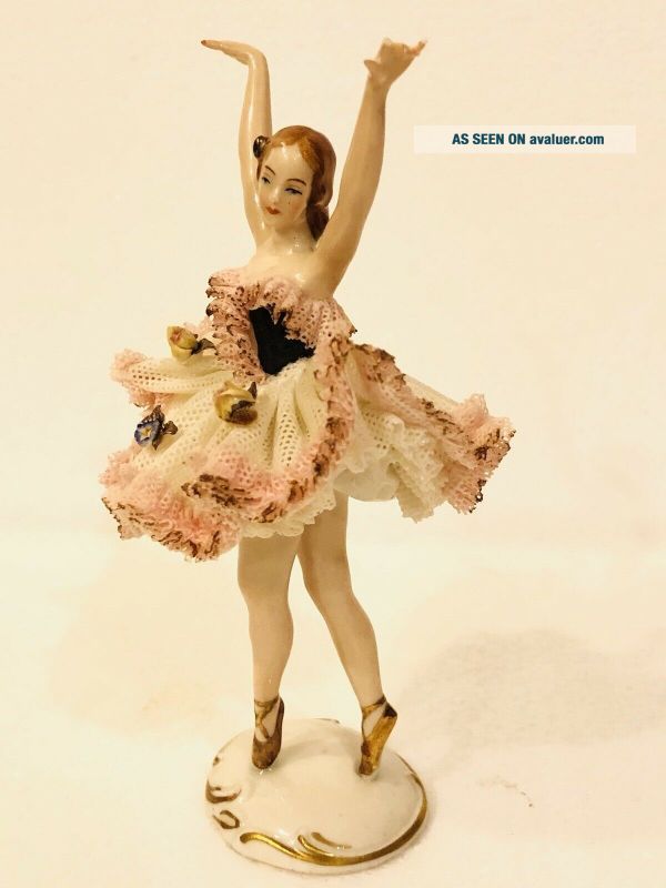 Vintage 5 " Dresden Lace Alkor Porcelain German Ballerina Ballet Dancer ...