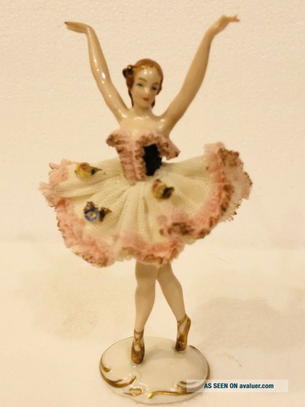 Vintage 5 " Dresden Lace Alkor Porcelain German Ballerina Ballet Dancer ...