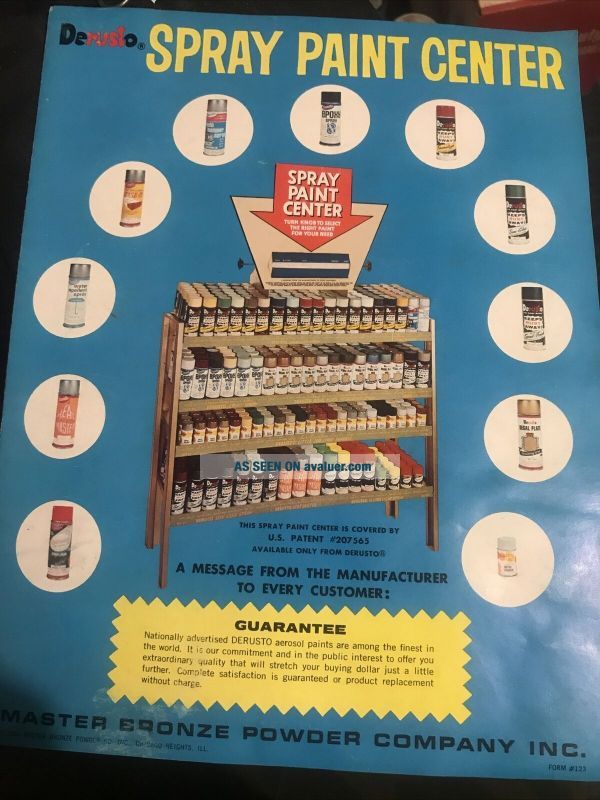 Vintage DERUSTO Spray Paint Can Color Chip Chart W/ Little Job Samples ...