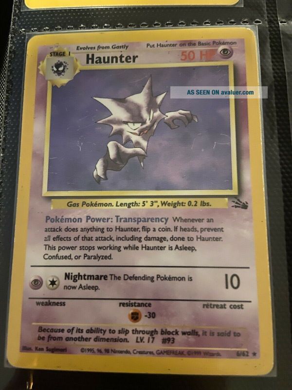 Pokemon Haunter Fossil 6/62 Rare Holo 1999 WoTc NEAR LIGHT PLAY VINTAGE ...