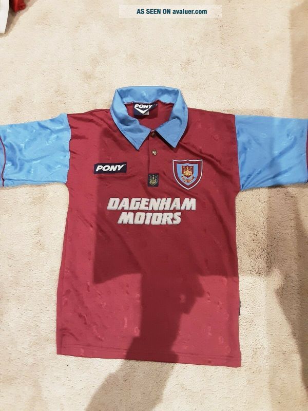 Vintage Large Boys West Ham United Football Shirt Pony 1995 Top | #46590262