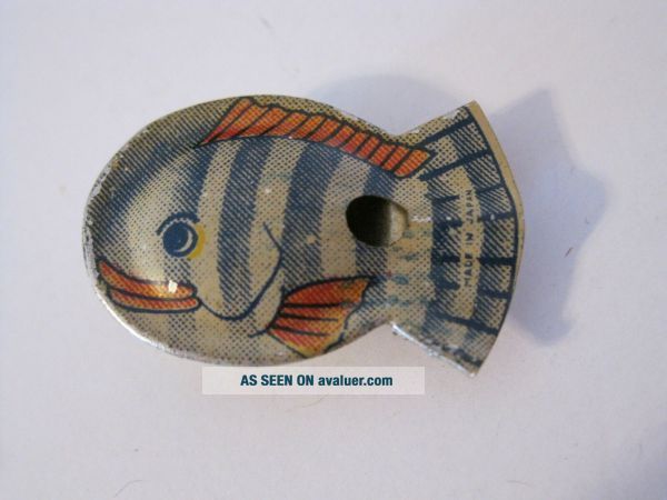 Antique Vintage Cracker Jack Toy Tin Litho Fish Whistle Made In Japan ...