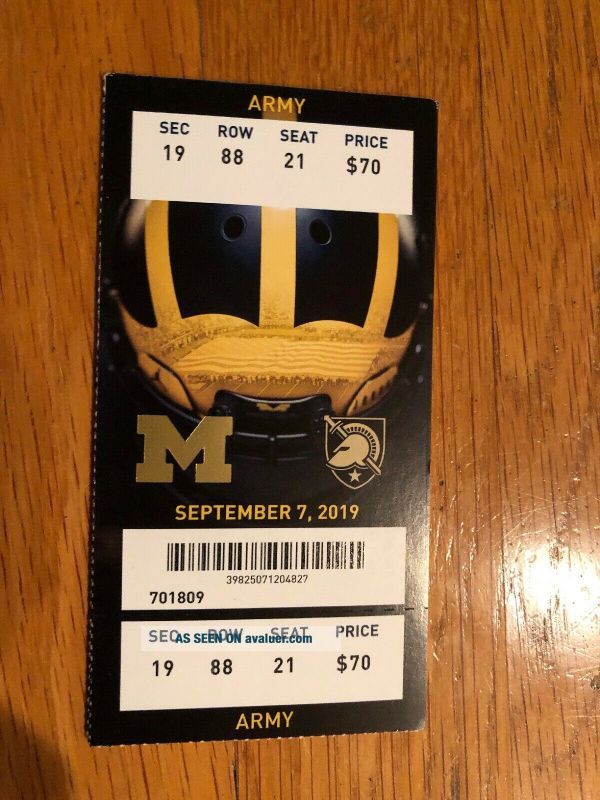 2019 MICHIGAN WOLVERINES VS ARMY FOOTBALL TICKET STUB 9/7 | #46528781