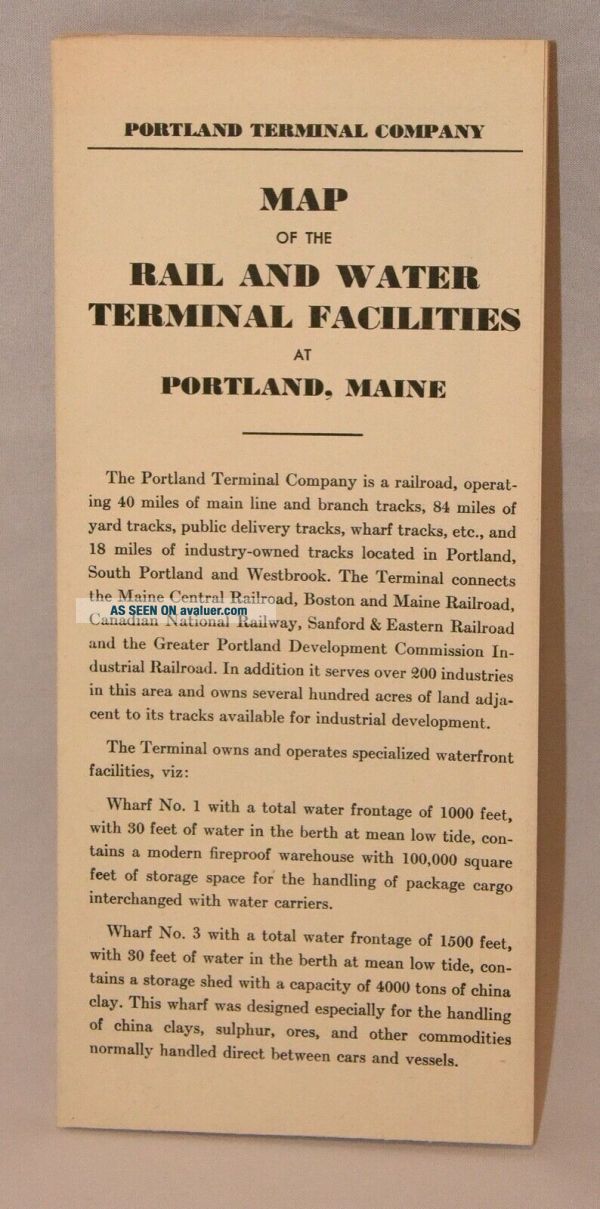 Portland Terminal Company Map Of Rail & Water Facilities | #46510312