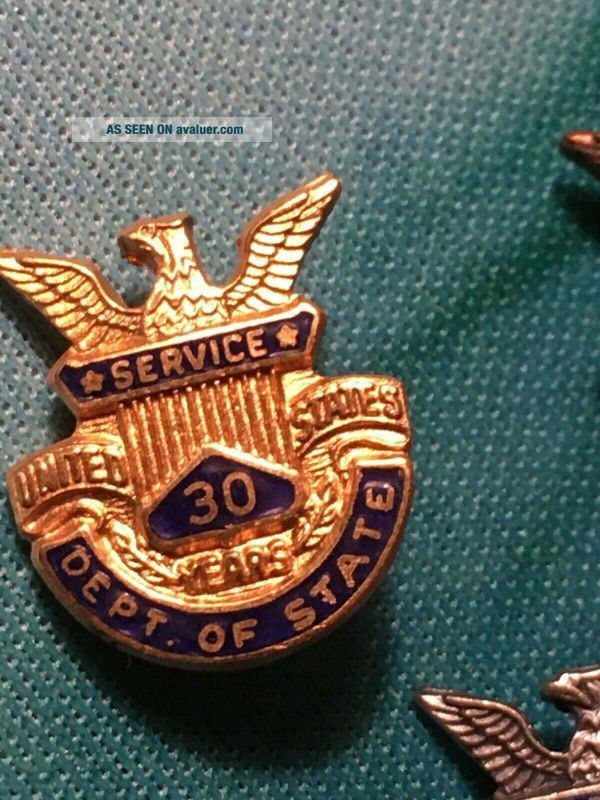 Vintage US Department Of State 10, 25m 30 Year Service Pins - Small ...