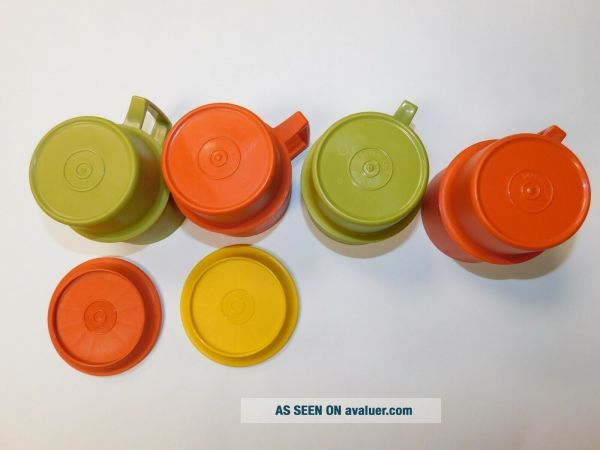 Set Of 4 Tupperware Stackable Mugs Coffee Cups Harvest Colors Vintage ...