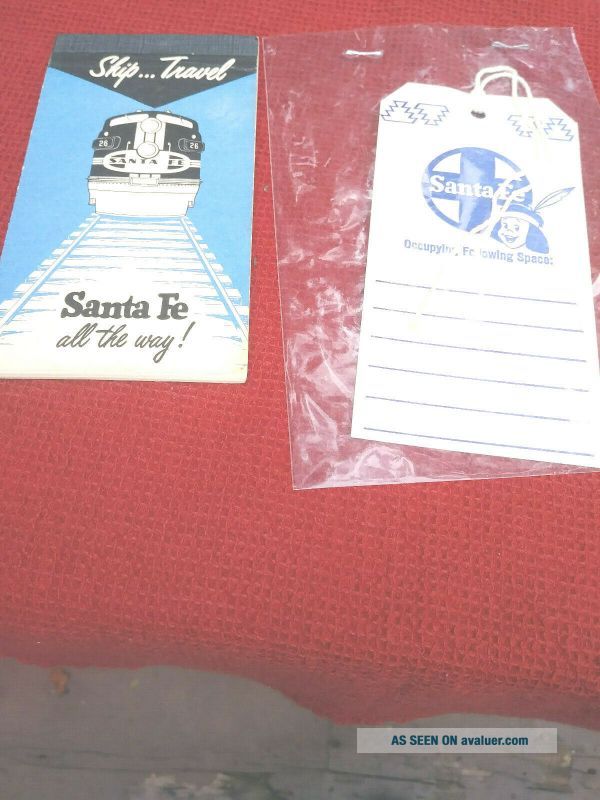 1950 Santa Fe Railroad Note Pad With Route Map And Luggage Tag | #46565480