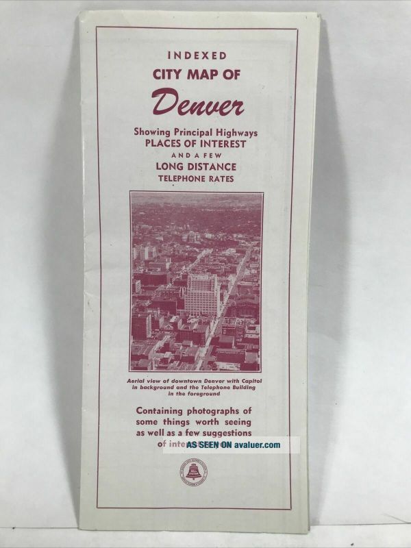 1943 US ARMY BELL SYSTEM CITY MAP OF DENVER COLORADO Telephone Operator ...