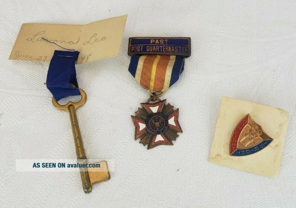 VINTAGE VETERANS OF FOREIGN WARS VFW MEDAL PAST POST QUARTERMASTER, PIN ...