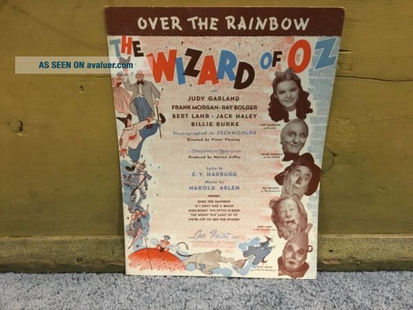 Vintage 1939 Sheet Music " Over The Rainbow " From " The Wizard Of OZ ...