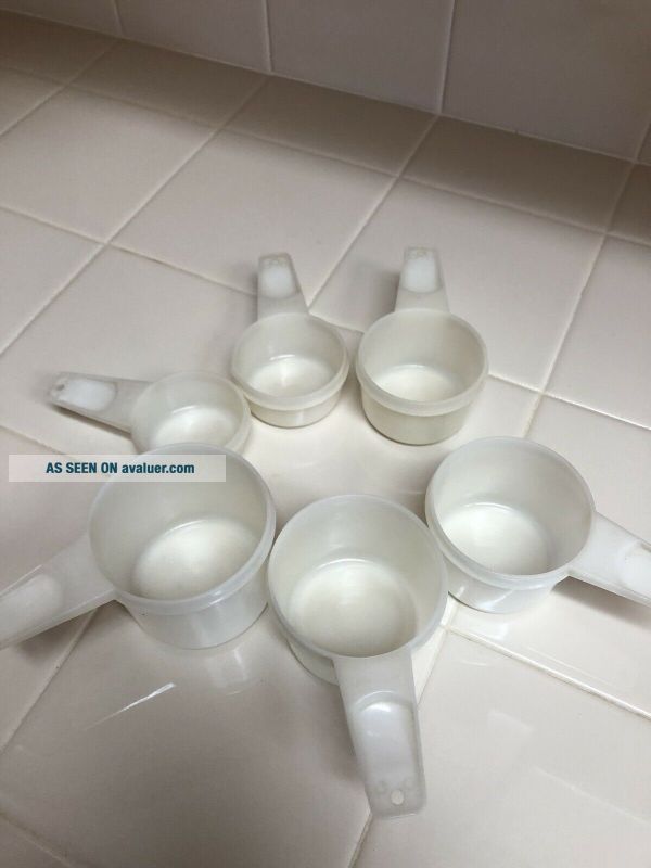 Vintage Tupperware Clear/White Set Of 6 Nesting Measuring Cups | #46839528