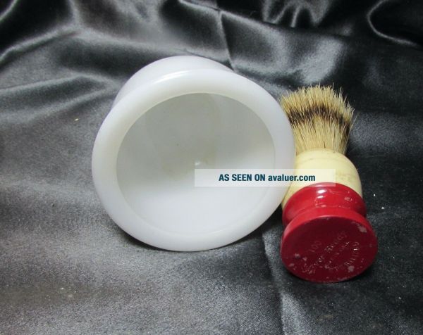 VINTAGE Milk Glass CUP And Ever - Ready Shaving Brush | #46764057