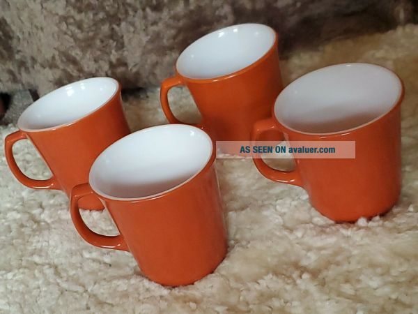Vintage Set Of 4 Corelle Corning Pyrex Burnt Orange Cinnamon Coffee ...