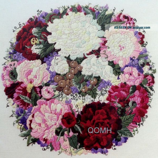 The GARDEN WREATH II Glynda Turley Vtg Crewel Embroidery Kit Floral ...