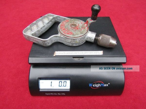 Vintage Gray & Red Dunlap Hand Crank Drill With Pistol Grip Buck Rogers ...