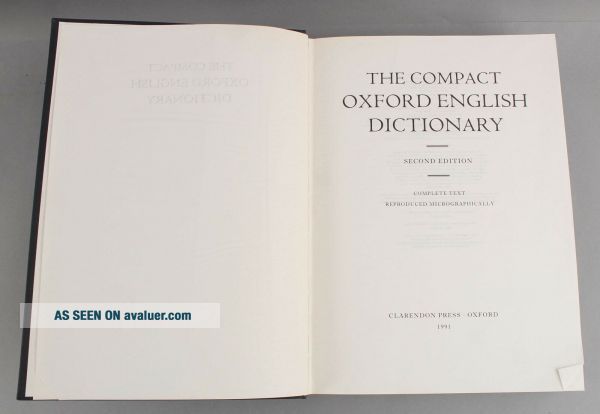 1991 The Compact Oxford English Dictionary 2nd Edition Weiner JA ...