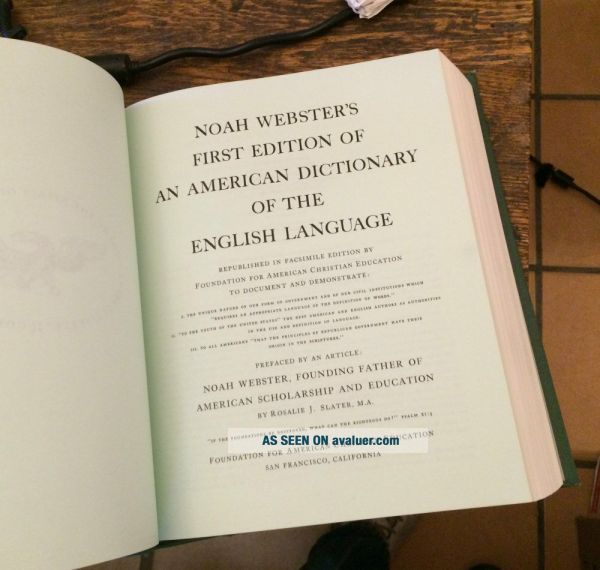 American Dictionary Of The English Language FACSIMILE FIRST 1980 Noah ...