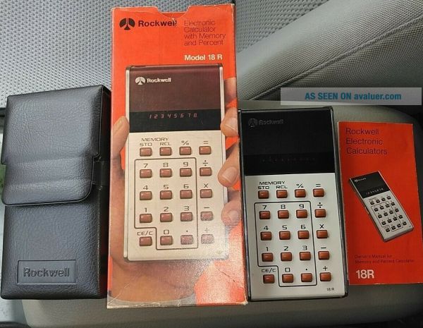 Vintage 1975 Rockwell Electronic Calculator Model 18R Has CASE COMPLETE ...