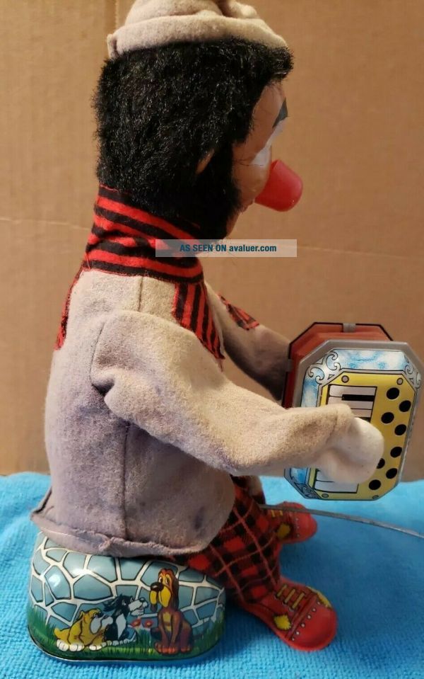 Vintage ALPS Japan Tin Litho Battery Clown/Accordian Cymball Clapping ...