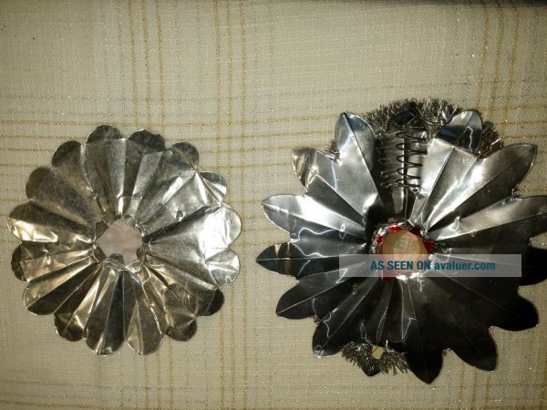 2 VTG Santa Claus Tree Toppers MCM Lighted Decoration Plastic Foil ...