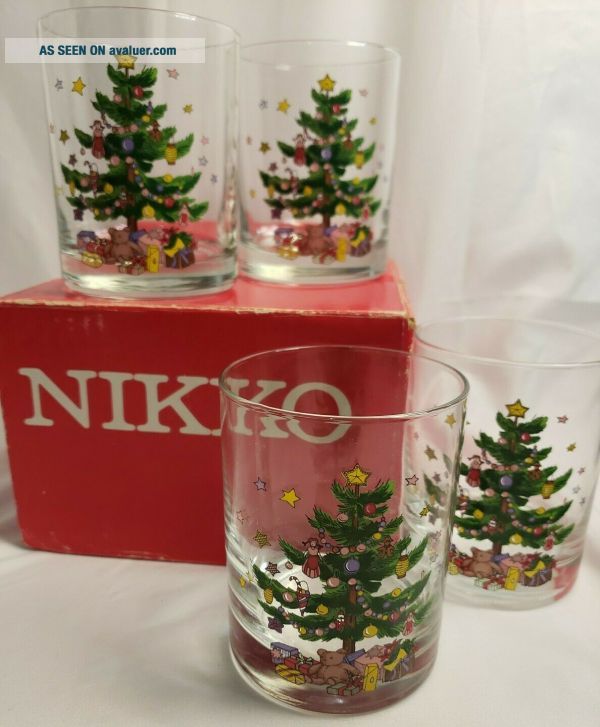 NIKKO Vintage Christmas Tree Glassware 14OZ Double Old - Fashioned SET ...