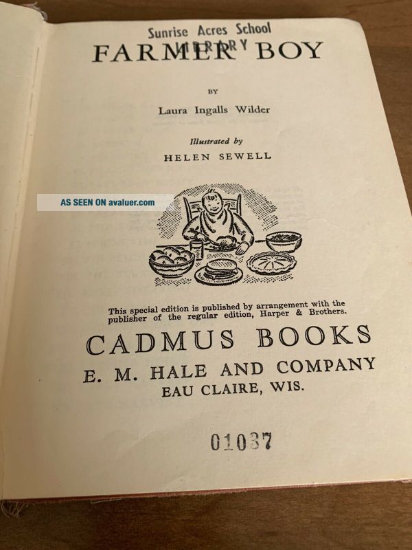 Farmer Boy Laura Ingalls Wilder Early Library Edition 1933 HC Helen ...
