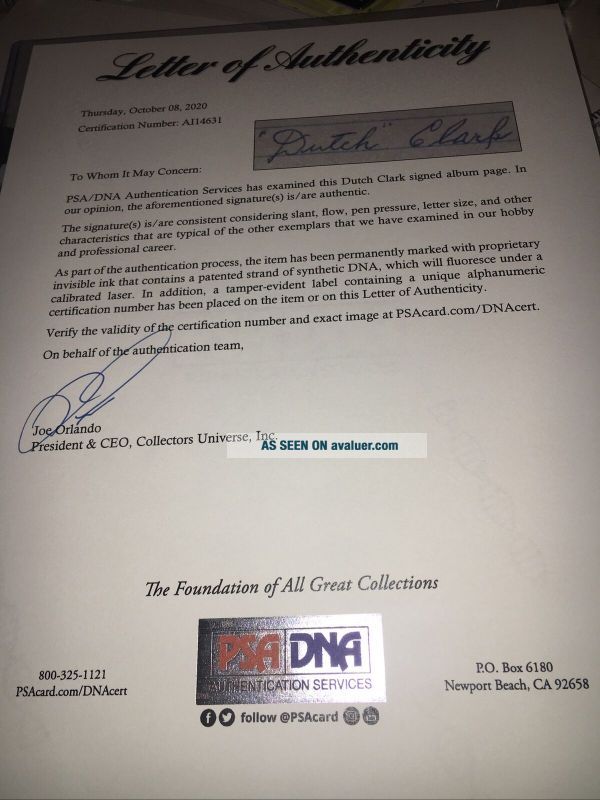 Earl Dutch Clark Pro Football Hall Of Famer Signed Album Sheet | #47115654