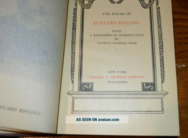 Antique - THE POEMS OF RUDYARD KIPLING (1923) Crowell, Limp Leather ...