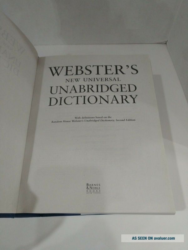 Webster ' S Universal Unabridged Dictionary Fully Revised & Updated ...