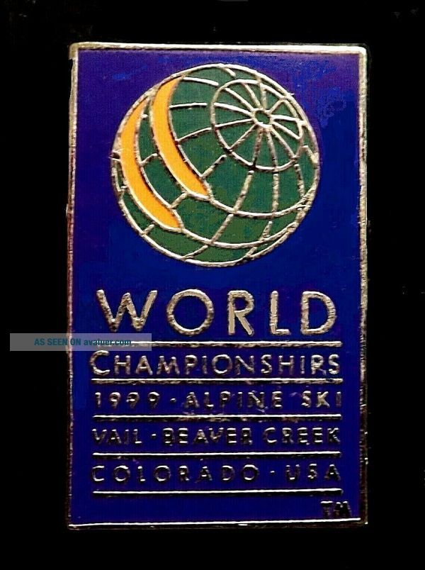 RARE VINTAGE WORLD CHAMPIONSHIPS SNOW SKI RESORT LODGE Lapel Pin BADGE ...