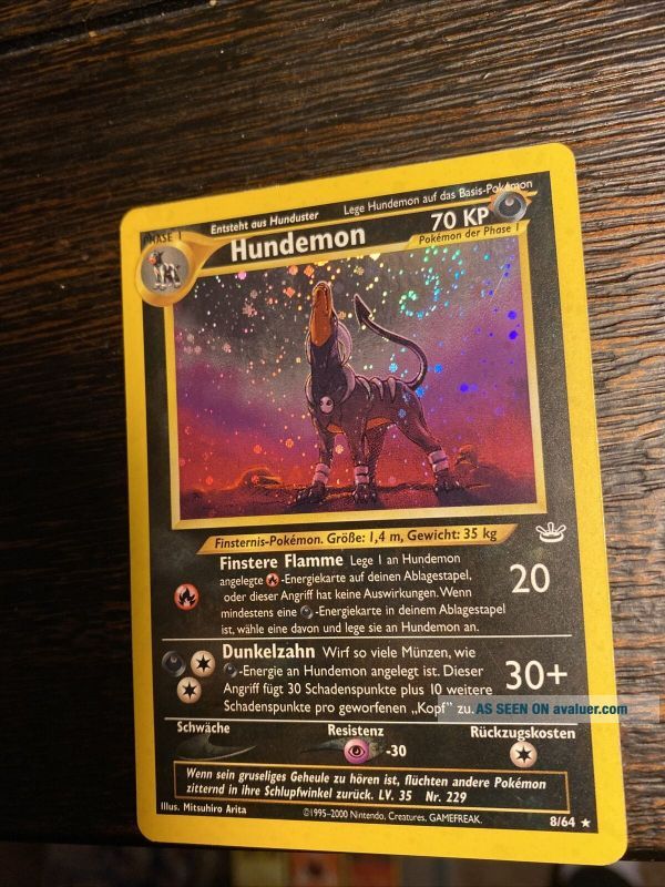 Vintage Houndoom (Hundemon) 8/64 German Neo Revelation Holo Rare ...