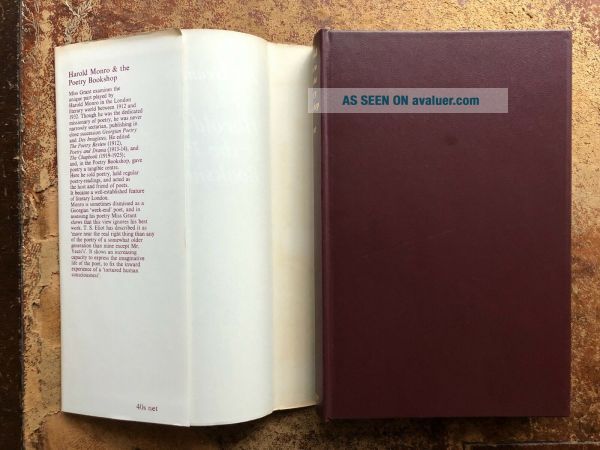 1967 Harold Monro And The Poetry Bookshop By Joy Grant - Dust Jacket ...