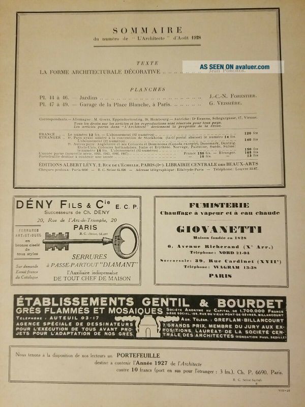 L ' Architecte Aug, 1928 Edited By Michel Roux - Spitz Early Concrete ...