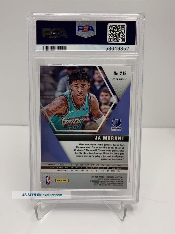 2019 Panini Mosaic Reactive Blue Ja Morant ROOKIE RC 219 PSA 10 GEM ...