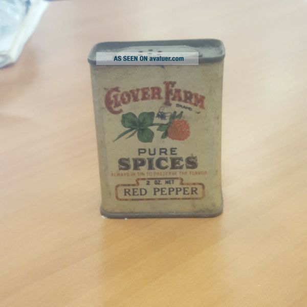Vintage 1950s CLOVER FARM FLOWER BEE RED PEPPER SPICE TIN 2 OZ ...